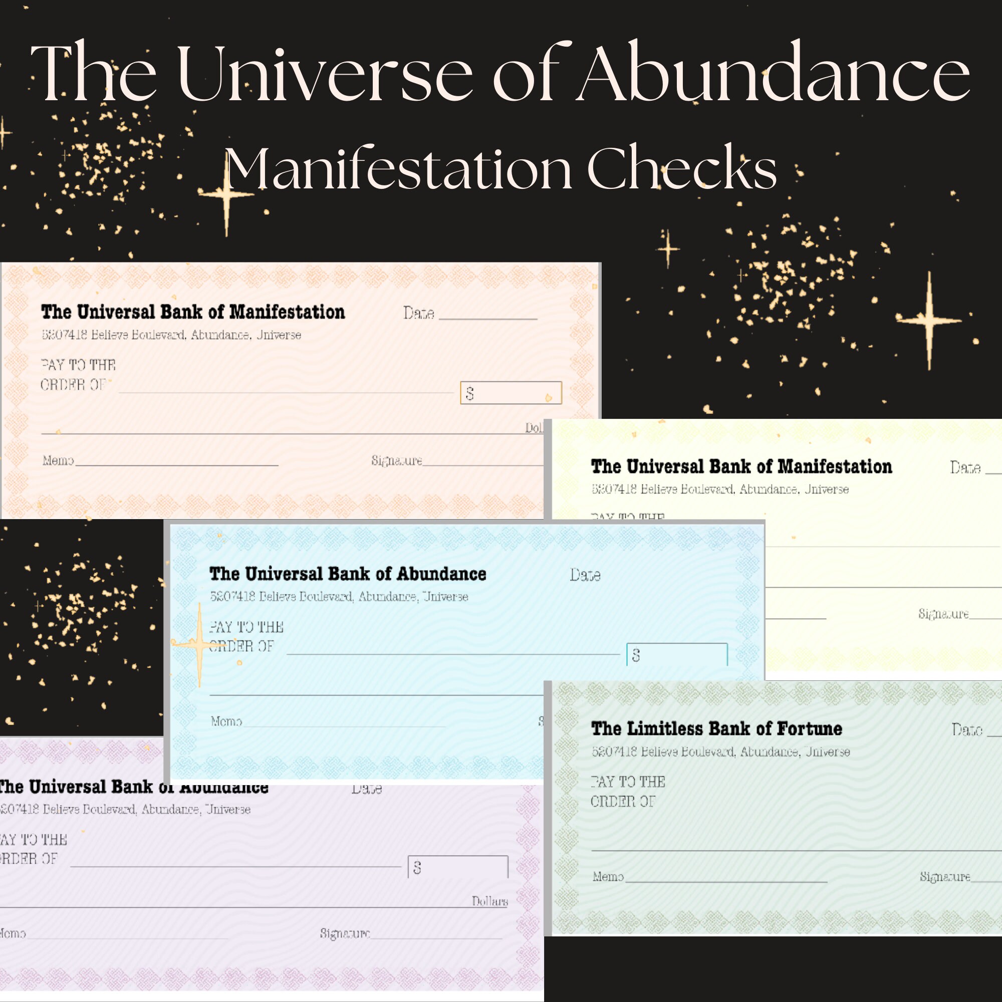 Empower Your Goals With Printable Manifestation Checks Set Intentions ...