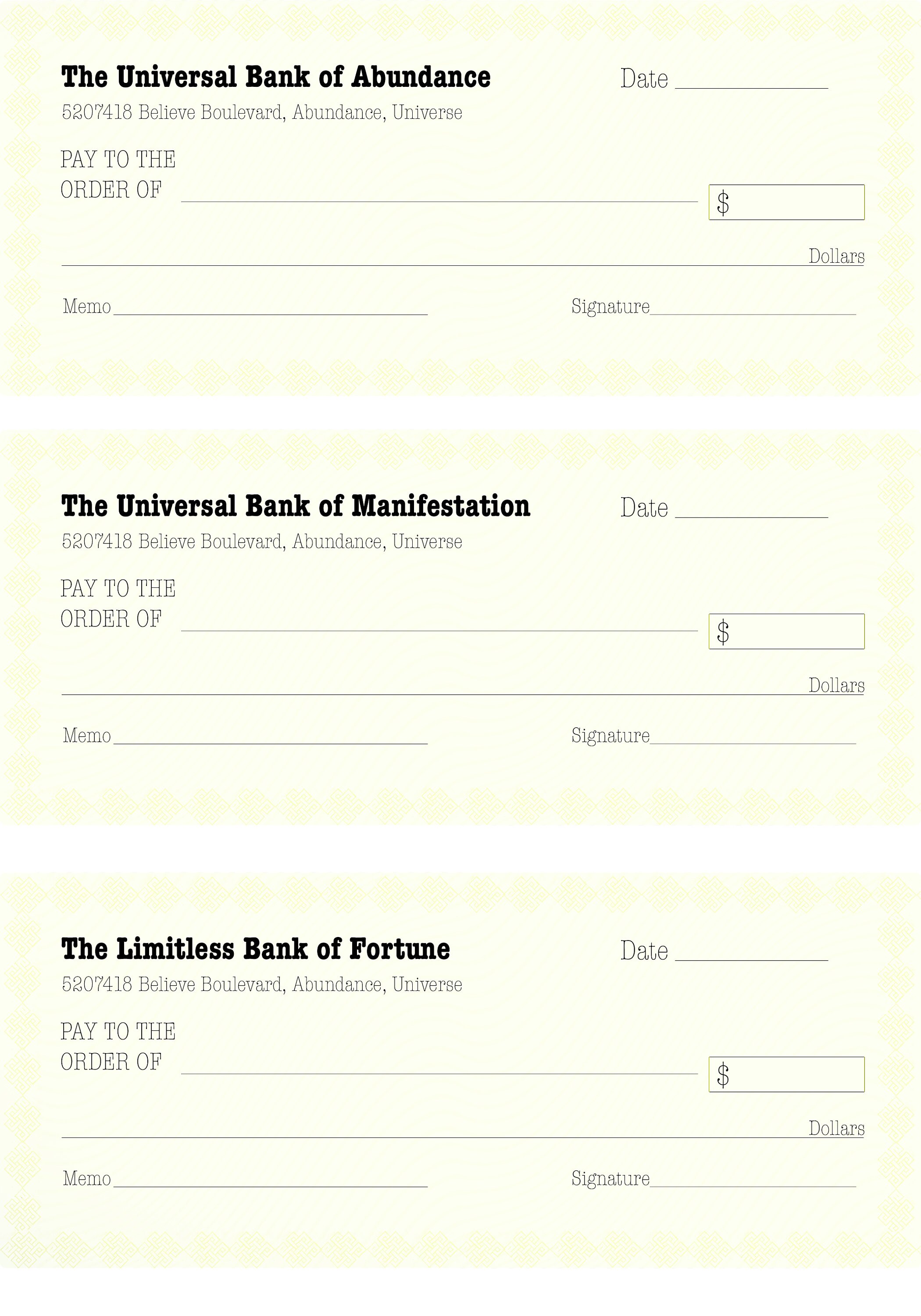 Empower Your Goals With Printable Manifestation Checks Set Intentions ...