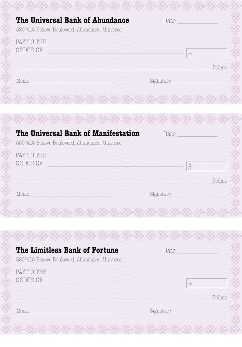 Empower Your Goals With Printable Manifestation Checks Set Intentions ...