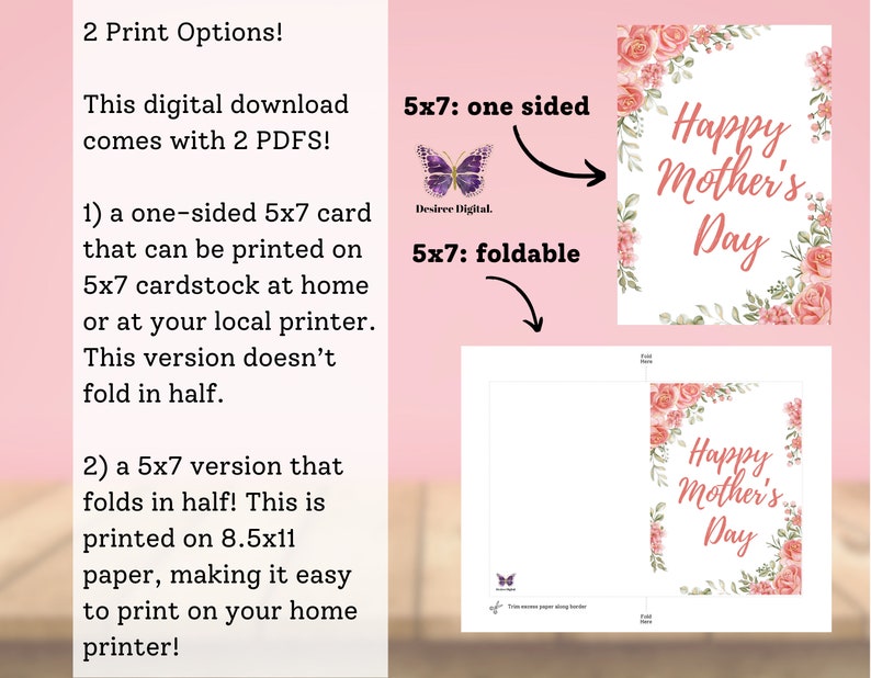 Mothers Day Card, Printable, Digital Download, Instant Last Minute ...
