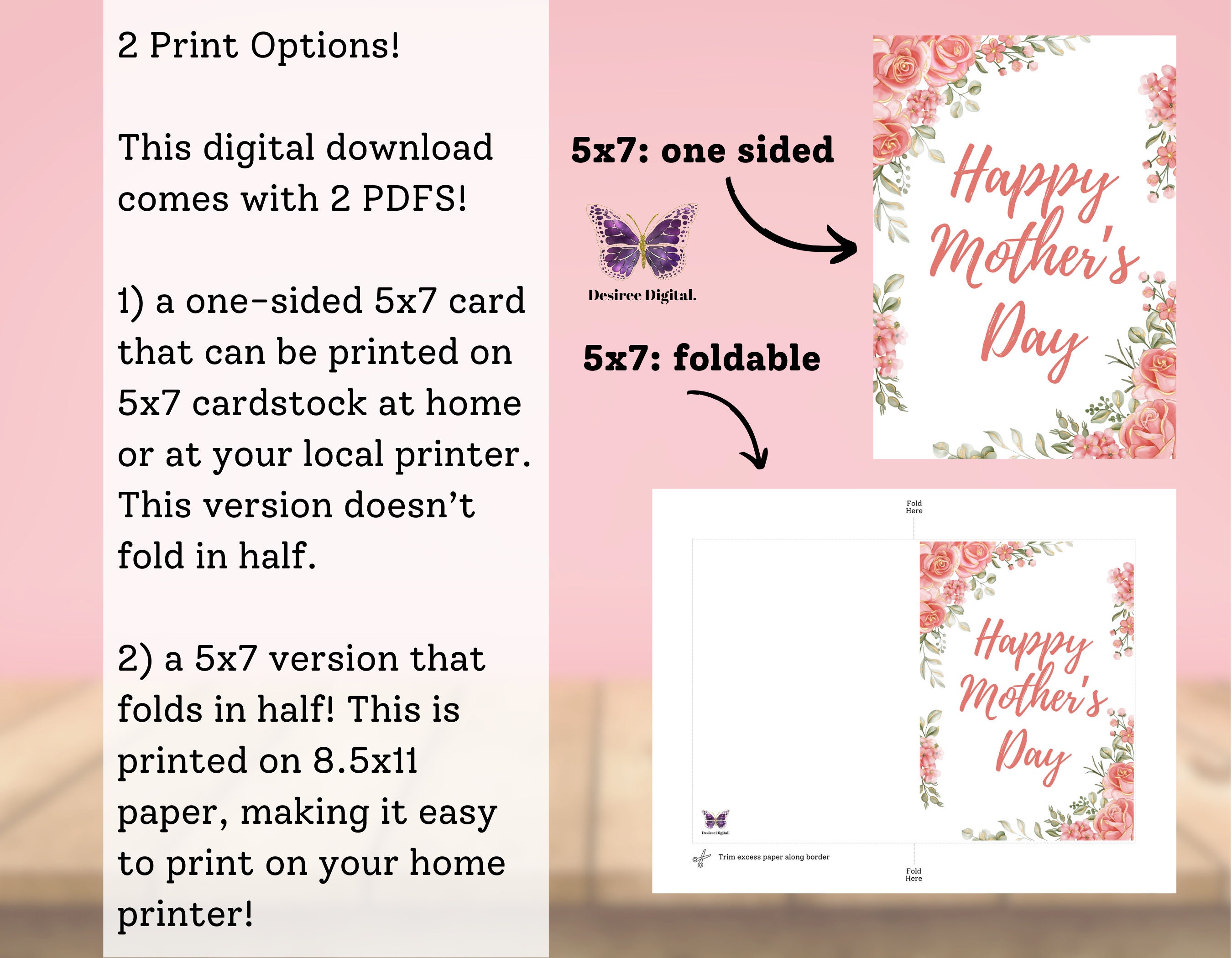Mothers Day Card, Printable, Digital Download, Instant Last Minute ...