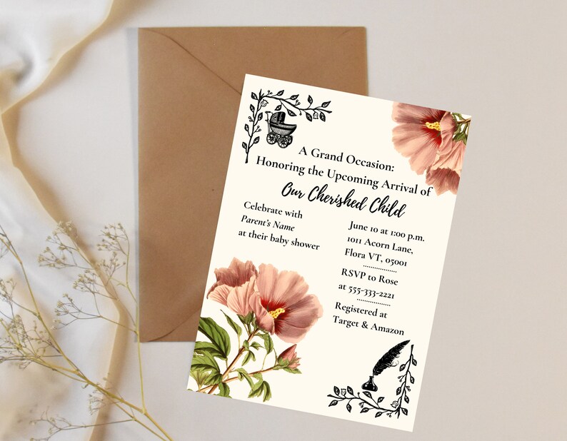 Regency Royal Baby Shower Invitation Editable Canva Template Royalcore ...