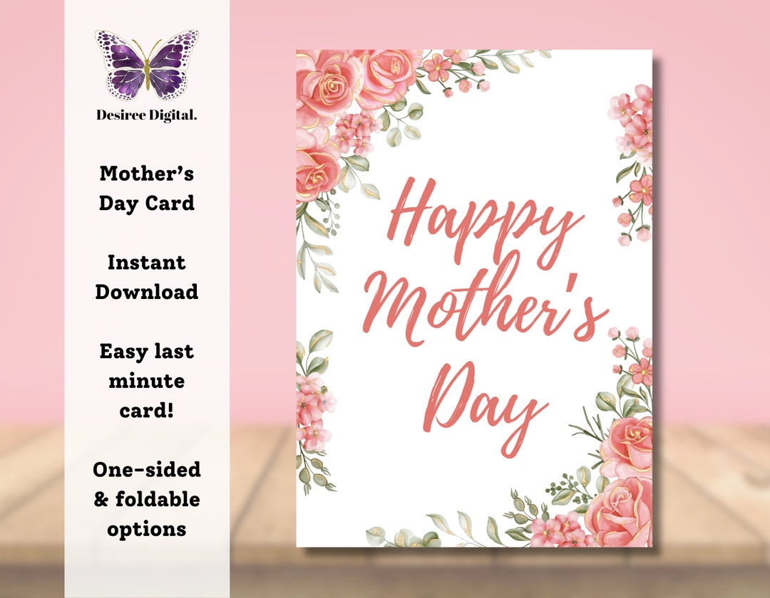 Mothers Day Card, Printable, Digital Download, Instant Last Minute ...