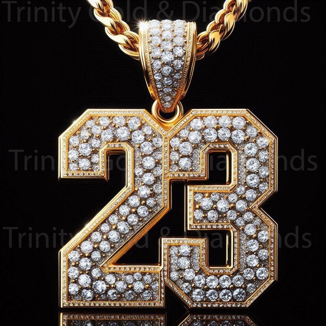 Custom Large Numbers Necklace • Diamond Numbers Pendant • Hip Hop ...