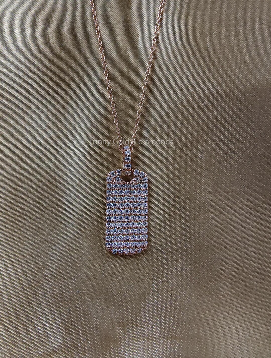 Moissanite Diamond Tag Necklace for Women • Pave Setting Diamond Tag ...