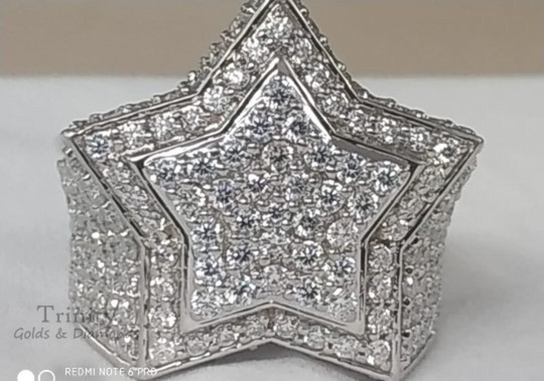 Moissanite Star Pinky Ring Unisex Star Shape Signet Ring, Hip Hop ...