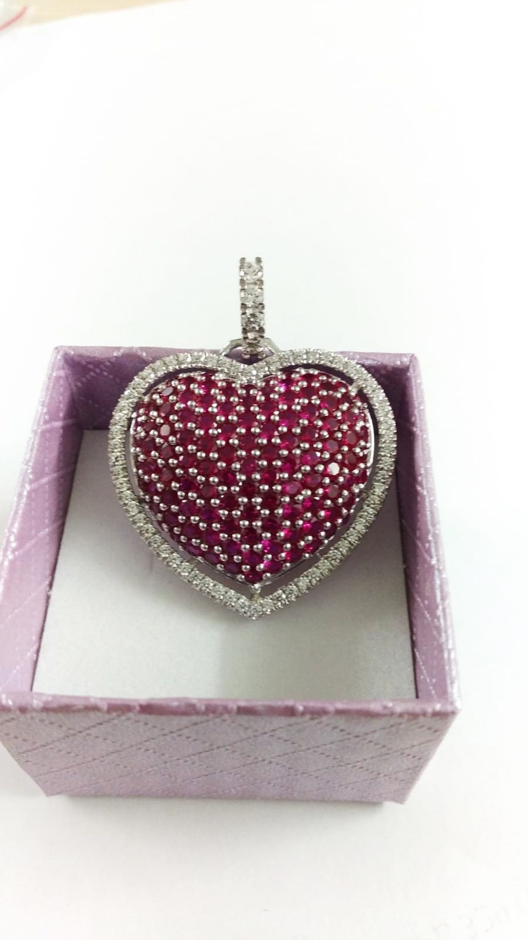 Ruby Heart Pendant, Moissanite & Ruby Heart Pendant, Big Heart Pendant ...