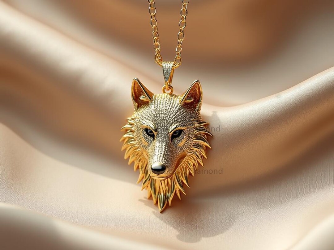 Gold Wolf Head Pendant Necklace: Matte Finish Animal Totem Jewelry - Etsy