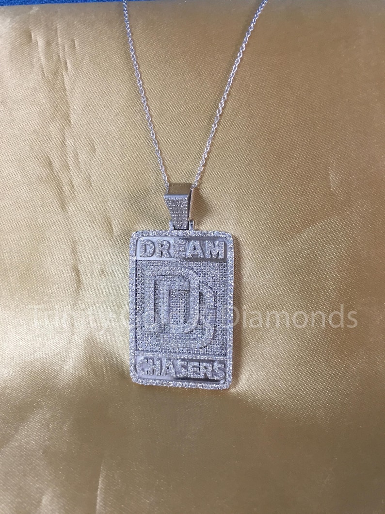 Moissanite Diamond Dream Chasers Pendant: Sterling Silver Hip Hop ...