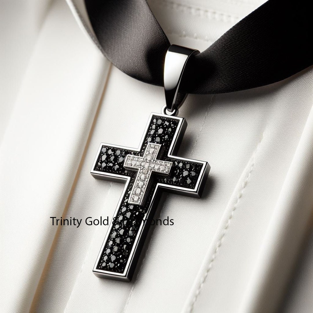 Big Cross Pendant Necklace for Him Religious Double Cross Pendant ...