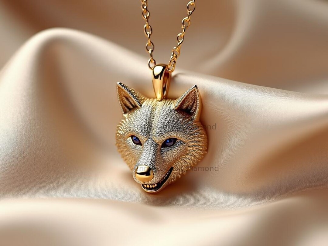 Gold Wolf Head Pendant Necklace: Pavé Animal Totem Jewelry - Etsy