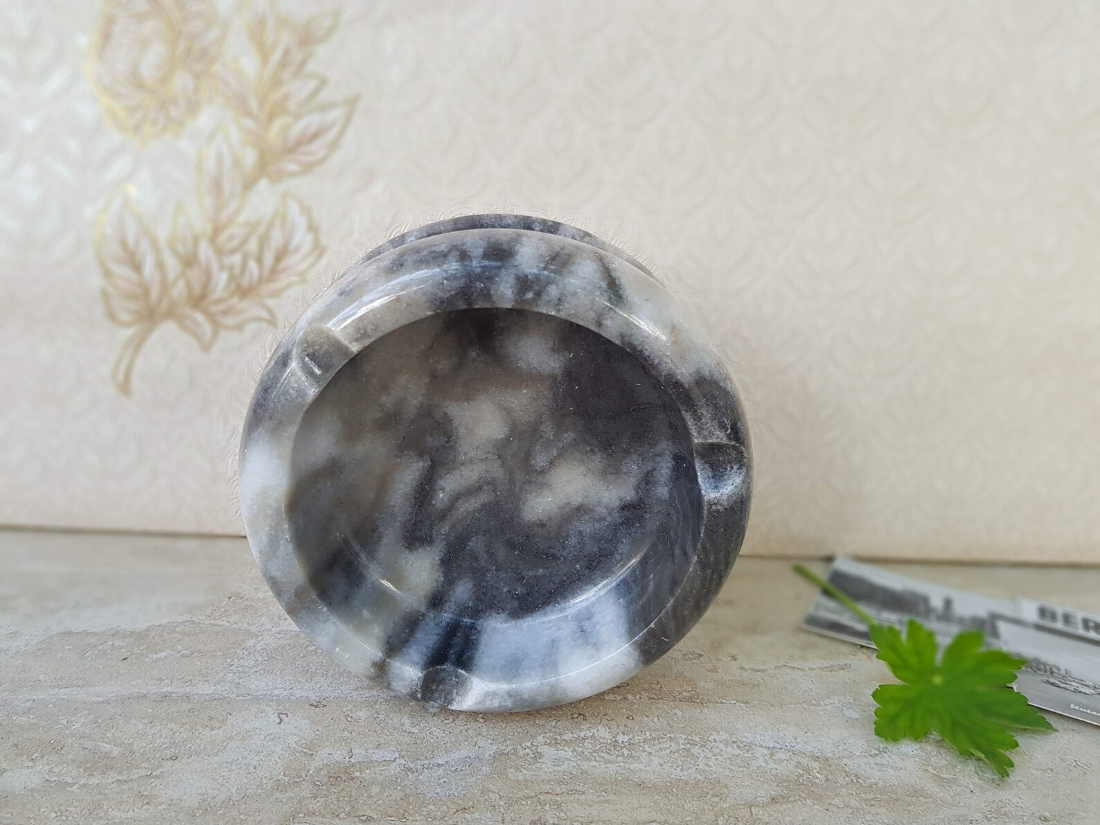 Vintage Veined Marble Ashtray Unique Stone Ashtray Round - Etsy