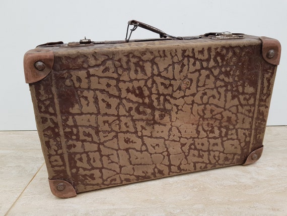 Antique Leather Suitcase Old Train Case Leather Valise | Etsy
