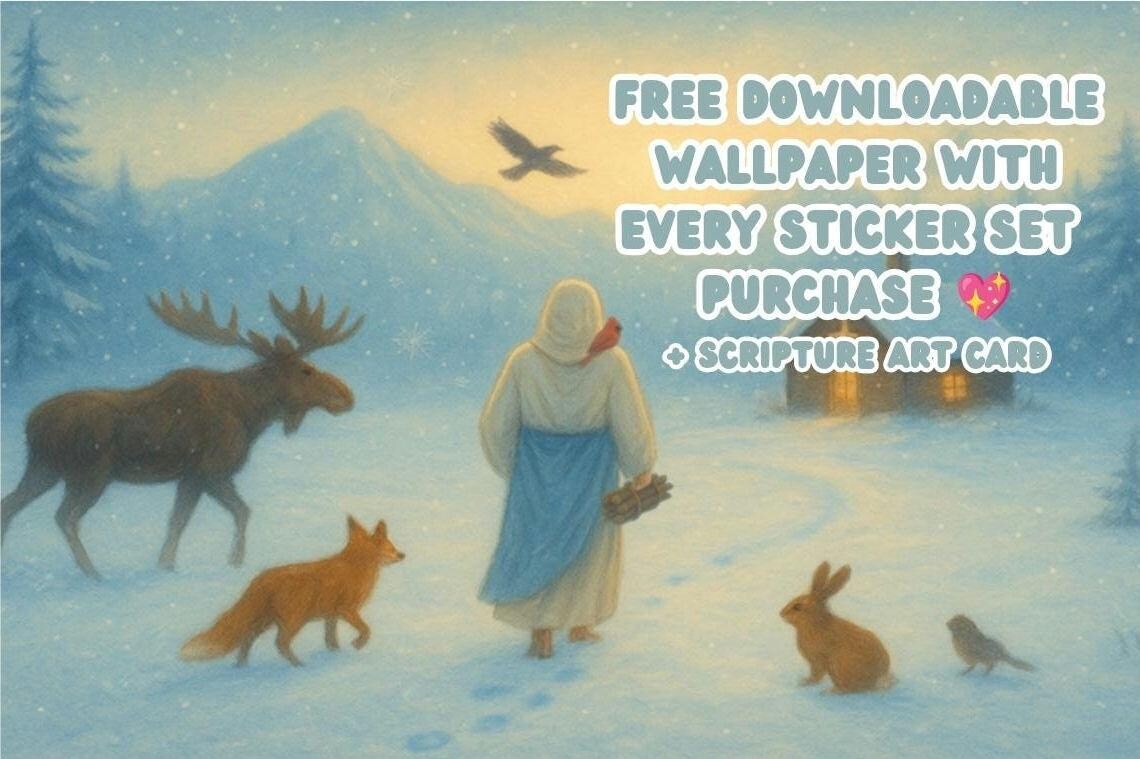 Jesus in a Snow Storm Christian Sticker Set | Faith Stickers | Bible ...