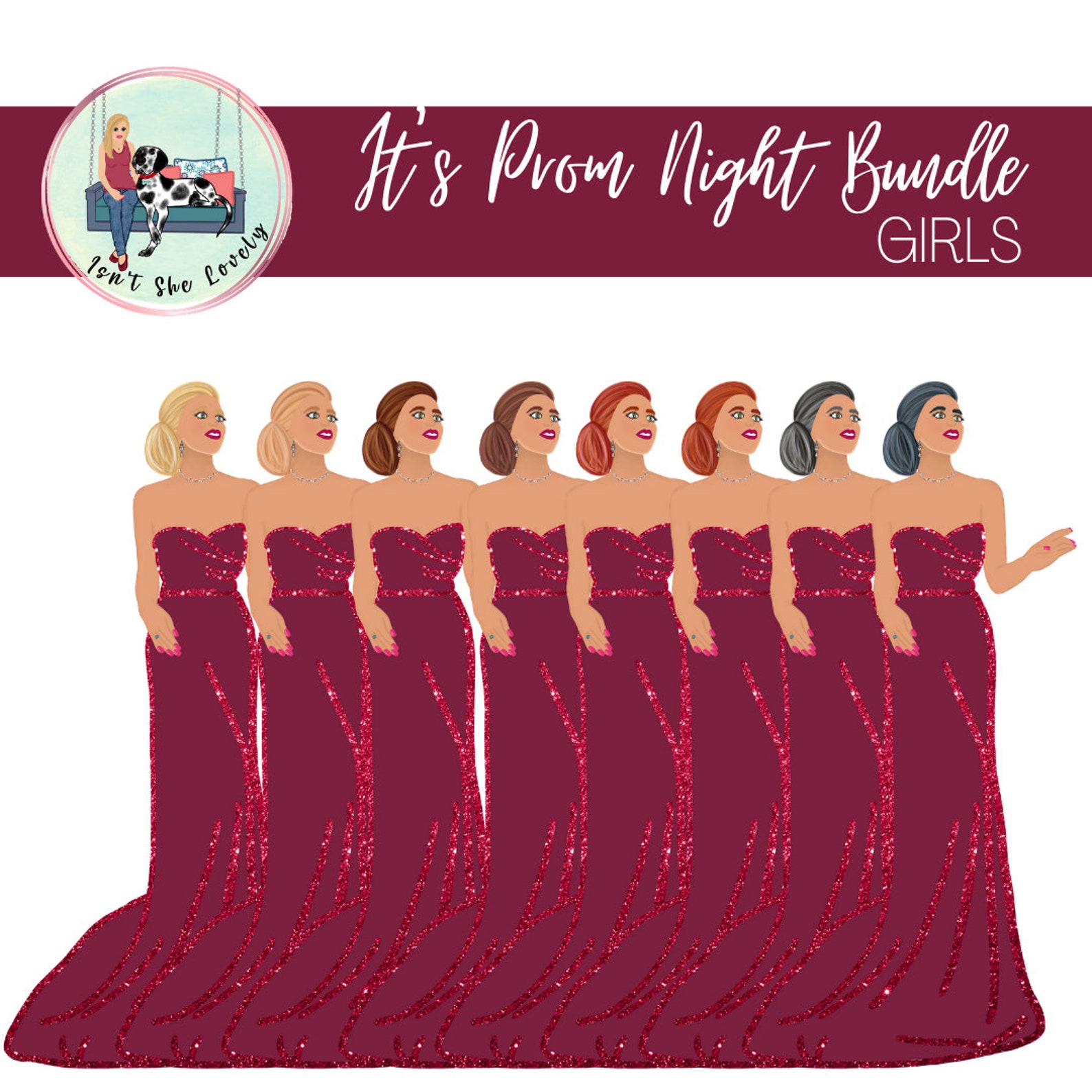 The It's Prom Night Clipart Bundle With Digital Paper & | Etsy