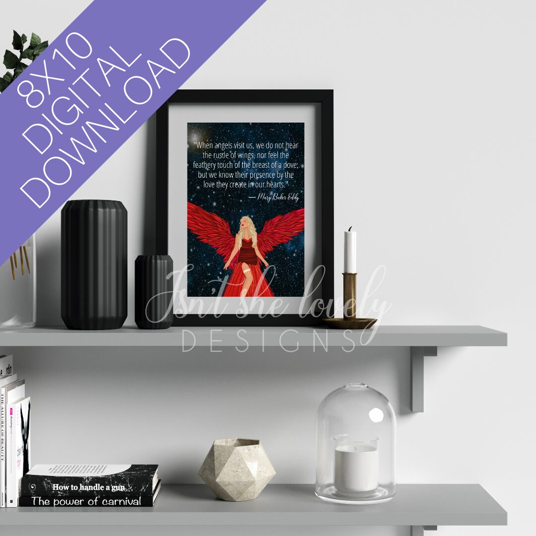 DIGITAL DOWNLOAD Red Angel Hand Drawn Girl and Quote 8x10 - Etsy