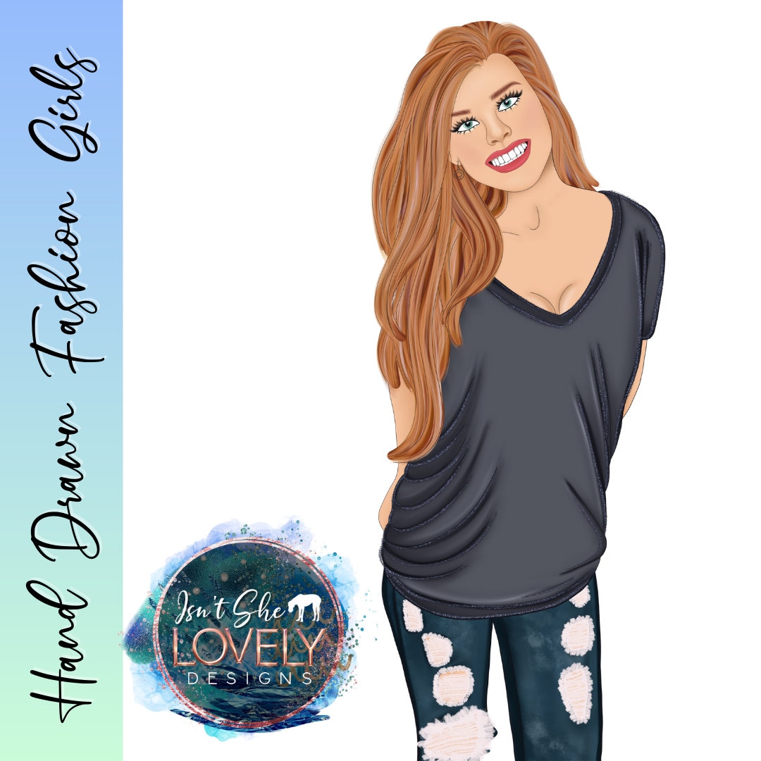 Cute Fashion Girl Character Clip Art Set of 8 Png Files - Etsy