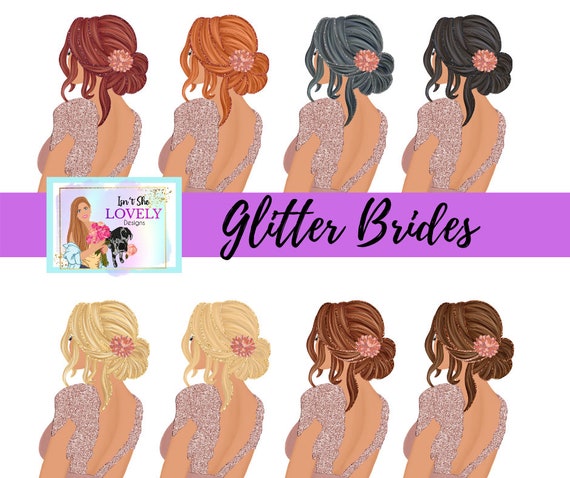 Glitter Bride Character Clip Art Set of 8 Png Files | Etsy