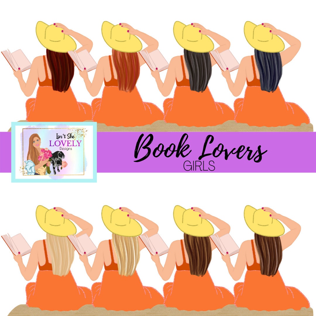 The Summer Book Lovers Clipart Bundle With Digital Paper & - Etsy