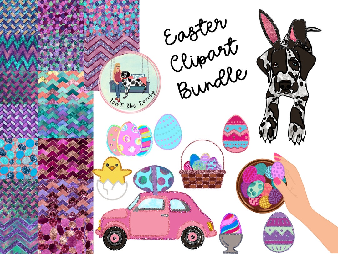 The Easter Clip Art Bundle With Digital Paper & Girls - Etsy