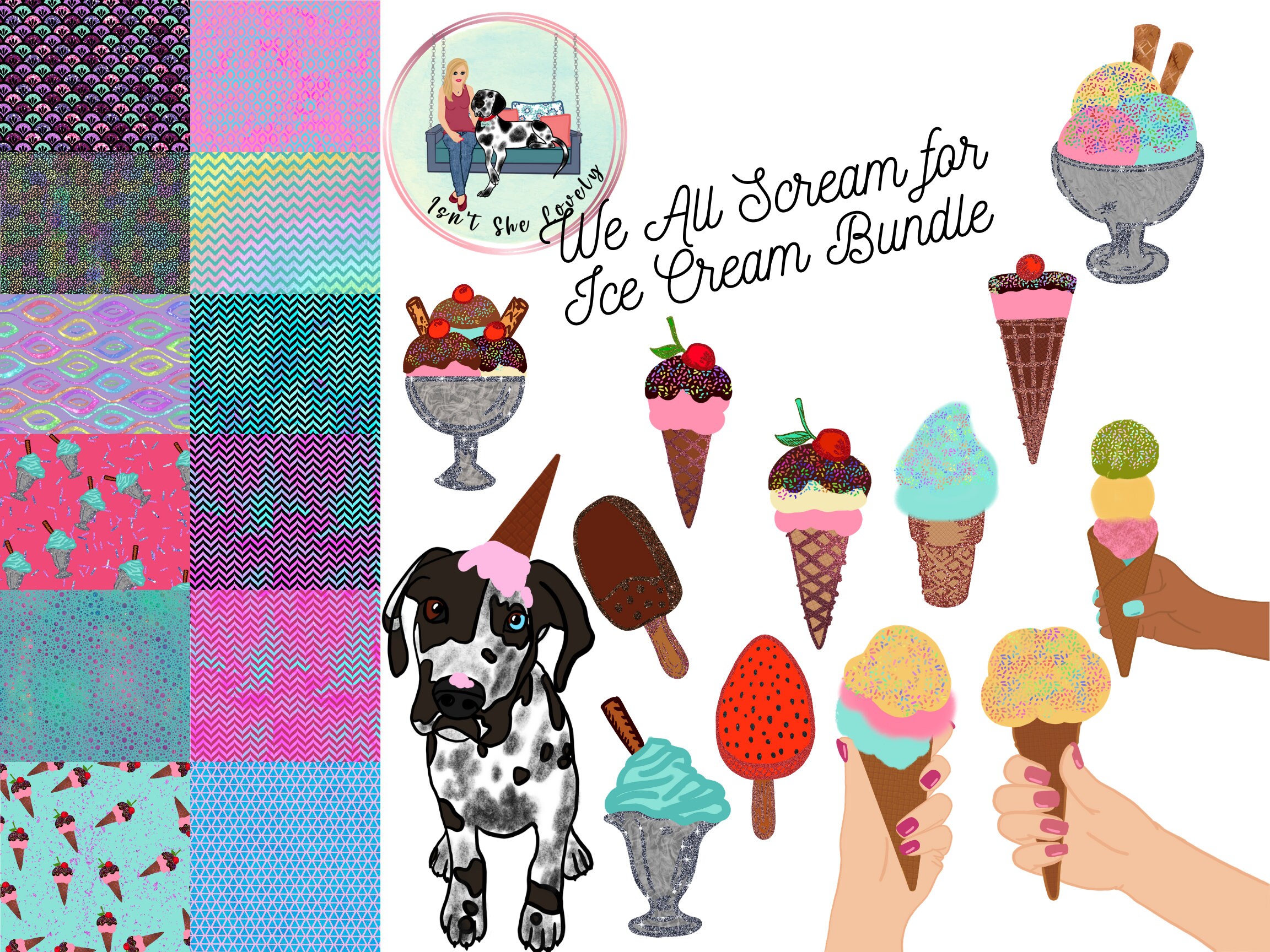 The We All Scream for Ice Cream Clipart Bundle With Digital - Etsy
