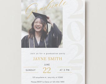 Editable Graduation Party Invitation Template | Printable Cap and Gown ...