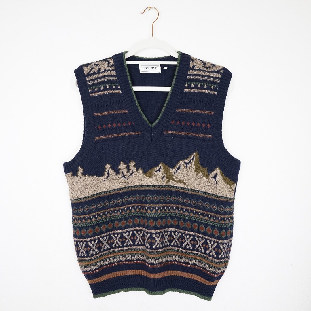 Vintage Wool Mix Vest Men Size S Dark Blue Vest V Neck Vest - Etsy