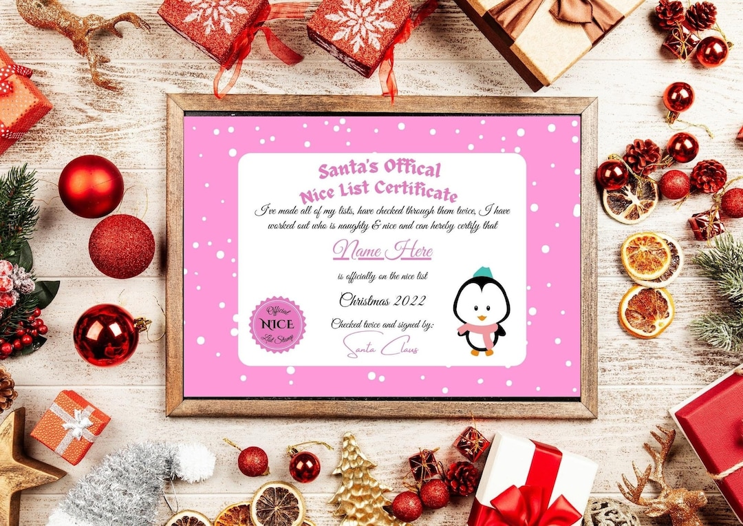 Personalised Nice List Certificate Printable, Santas Nice List ...