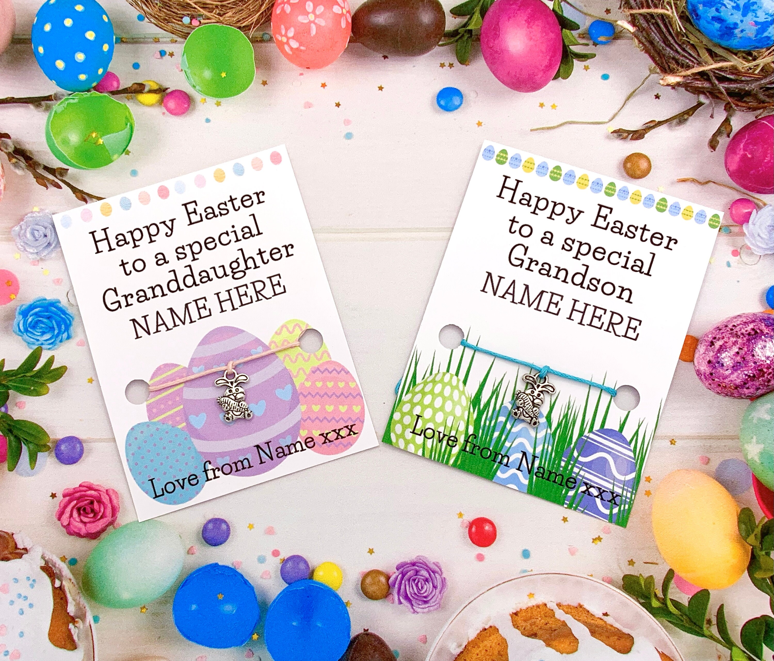 Personalised Easter Card for Grandson, Easter Wish Bracelet, Easter ...