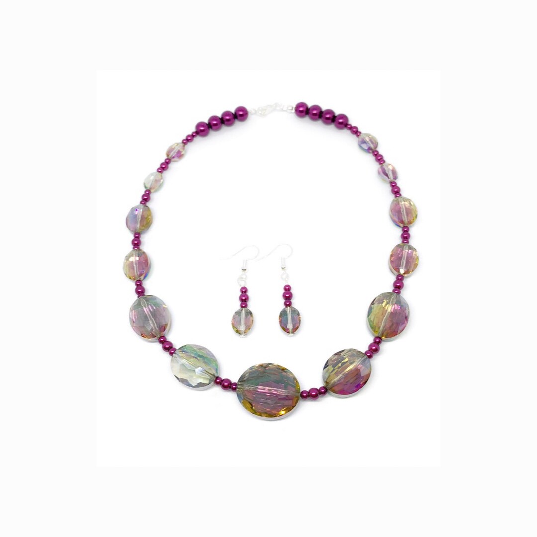 Pink Crystal Jewellery Set, 30th Anniversary Gift for Wife Birthday ...