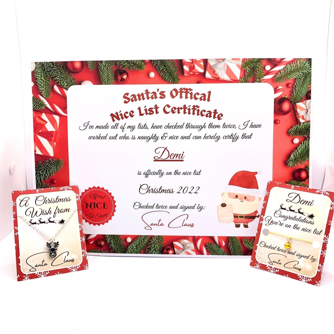 Personalised Nice List Certificate, Santas Nice List Certificate, Nice ...