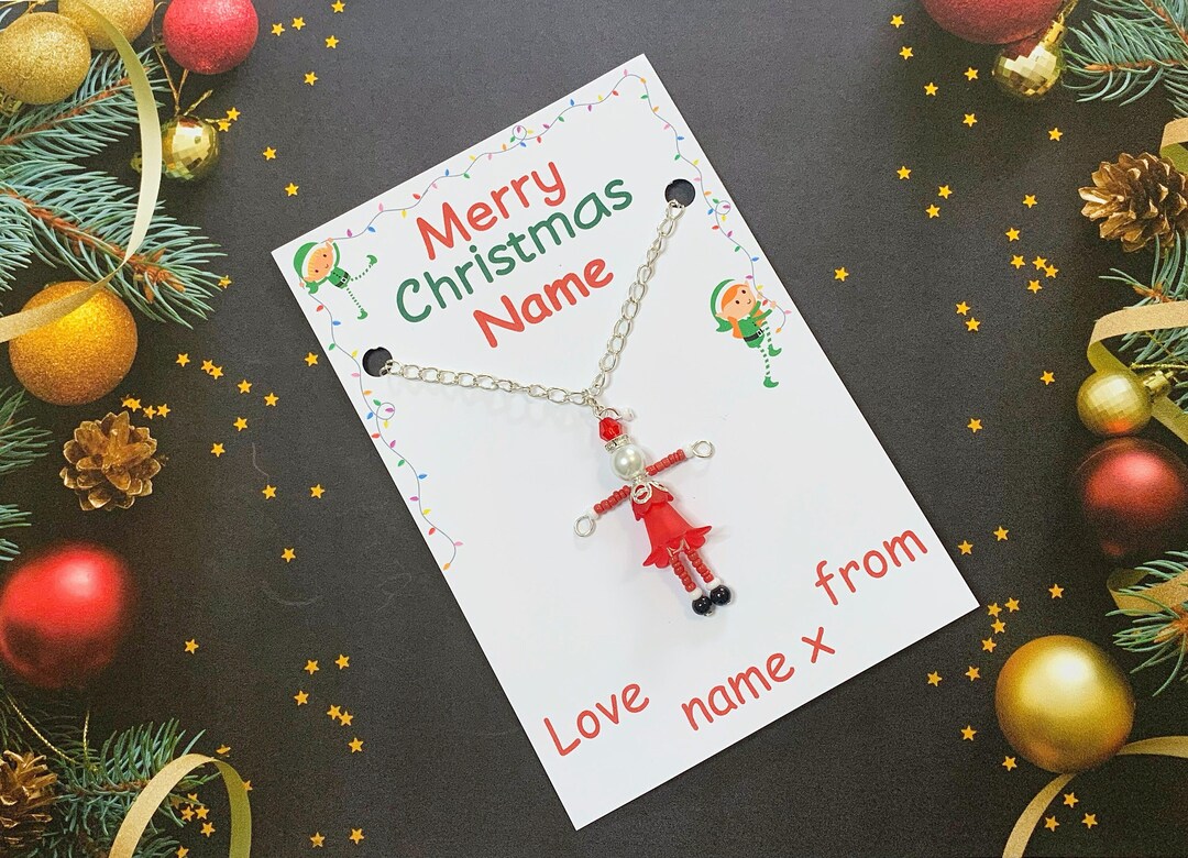 Mrs Claus Necklace, Beaded Christmas Necklace for Girls, Personalized ...