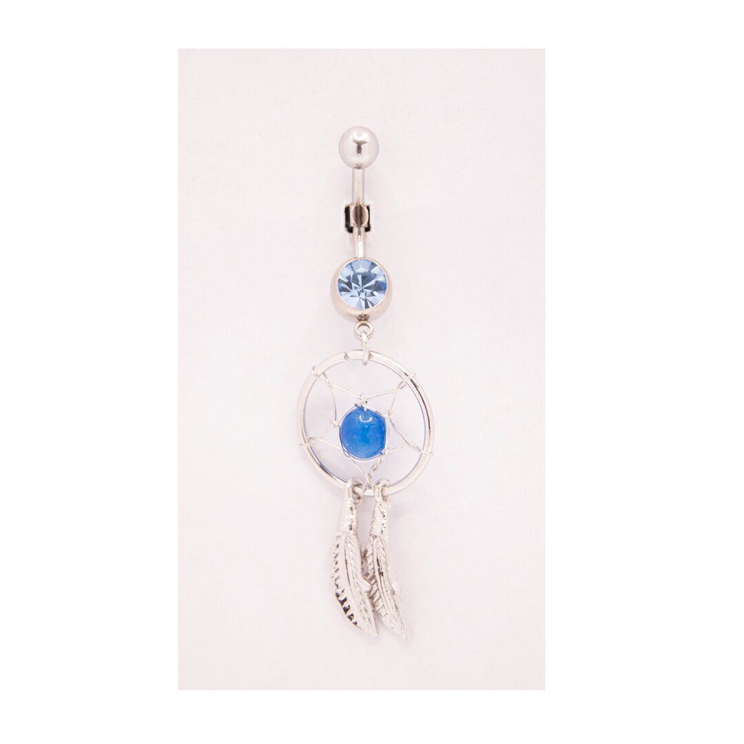 Blue Belly Button Ring, Belly Button Jewelry Dangle, Beach Body Jewelry ...