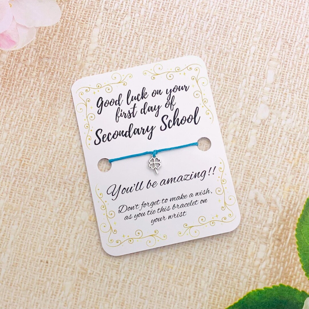 First Day of School Wish Bracelet, First Day of Secondary School Gift ...