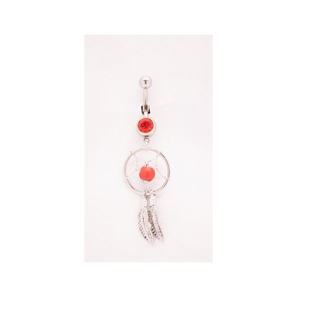 Red Belly Button Ring, Belly Button Jewelry Dangle, Beach Body Jewelry ...