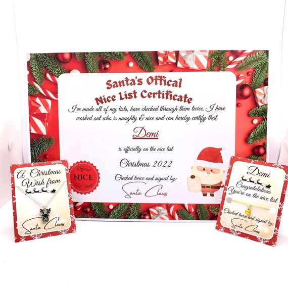 Personalised Nice List Certificate Santas Nice List - Etsy UK