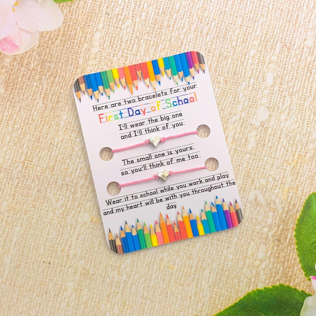 First Day of School Bracelet Mom and Daughter, Starting School Bracelet ...