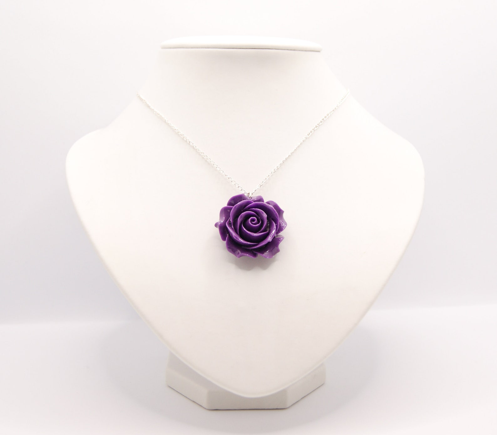 Purple rose necklace Large flower necklace Romantic gifts | Etsy