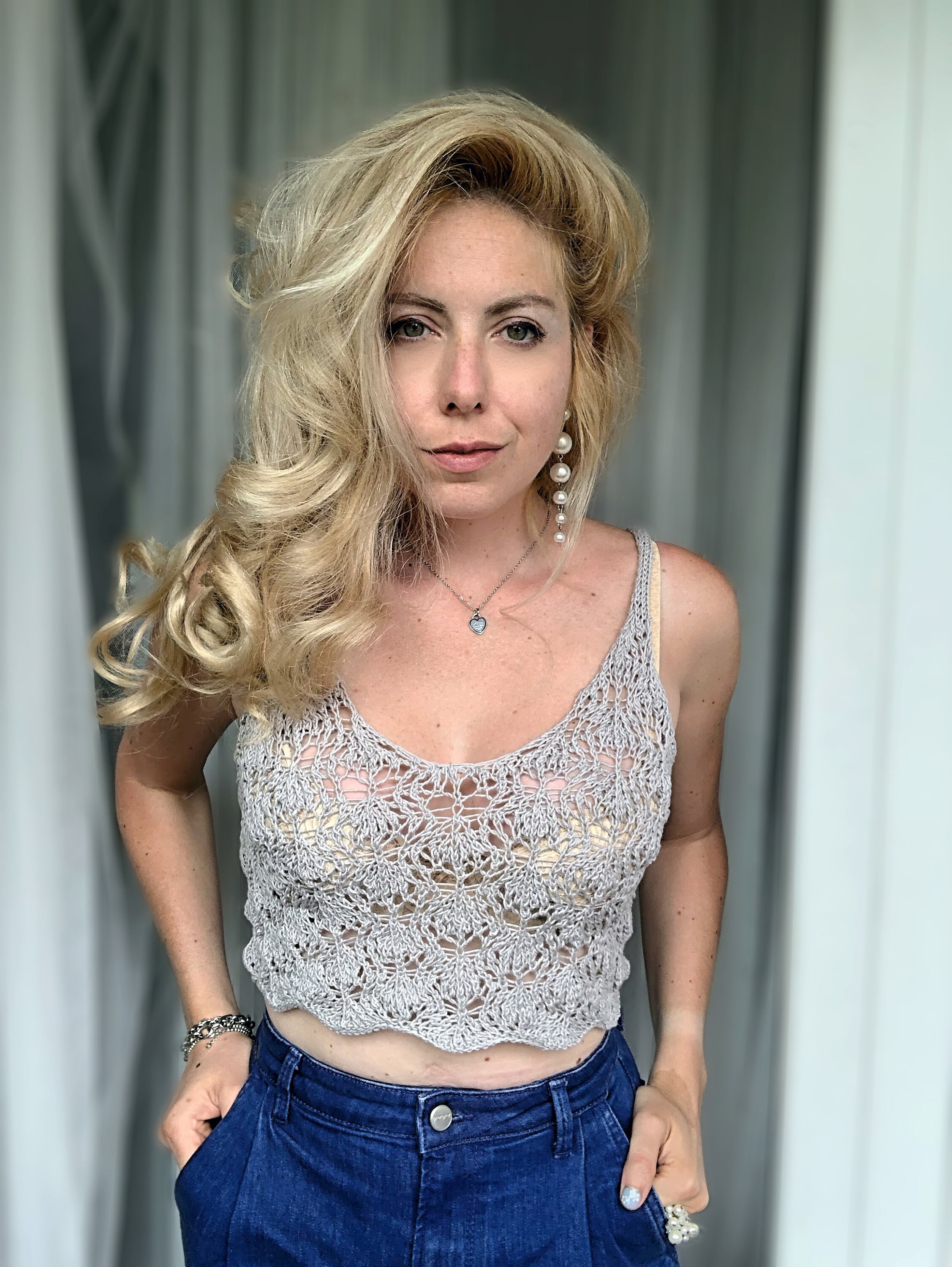 Knitting Pattern Lace Knit Top Pattern Sexy Crop Top Cotton Etsy