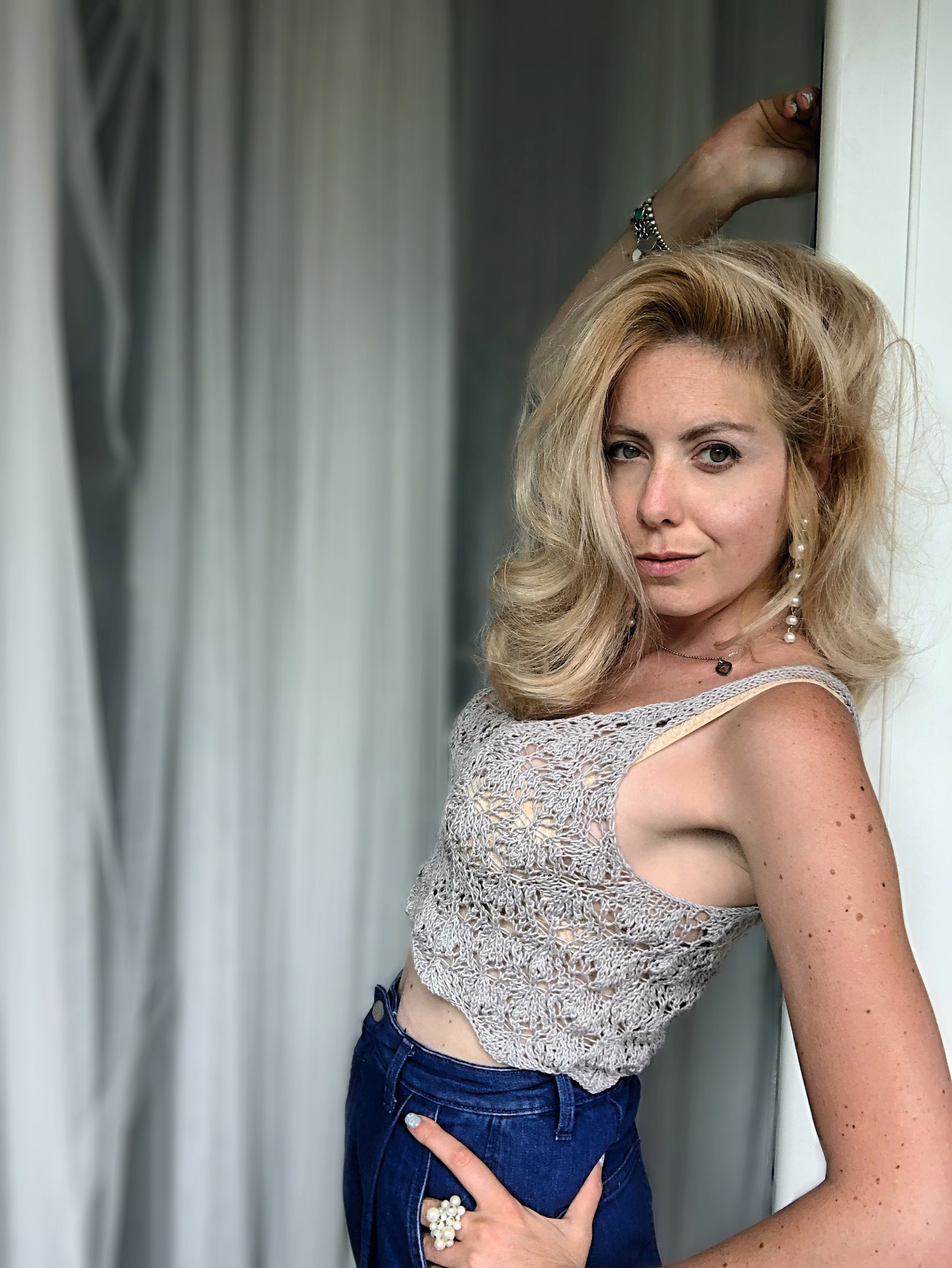 Knitting Pattern Lace Knit Top Pattern Sexy Crop Top Cotton Etsy