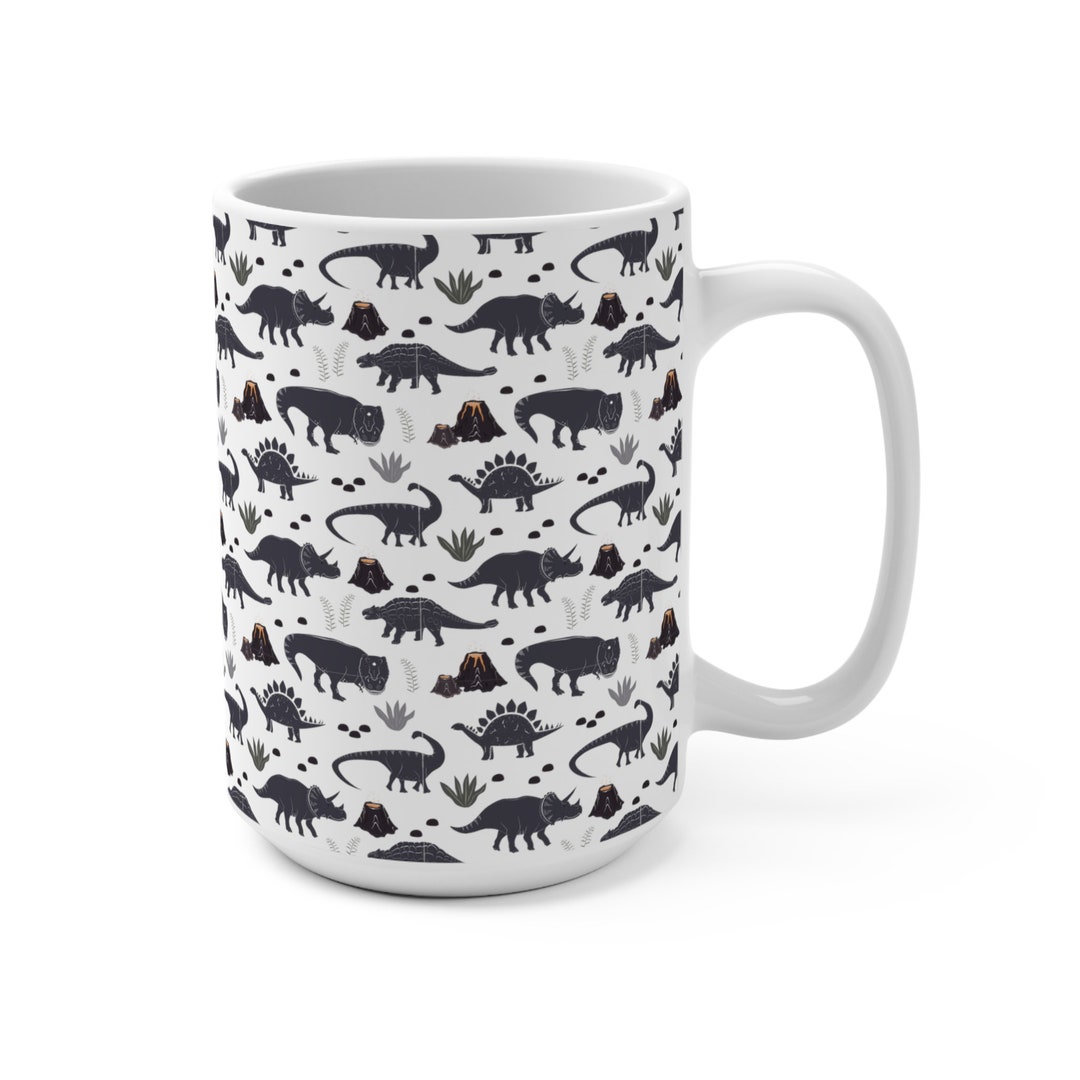 Dinosaur Coffee Mug 15oz, Dinosaur Mug, T-rex Mug, Stegosaurus Mug ...