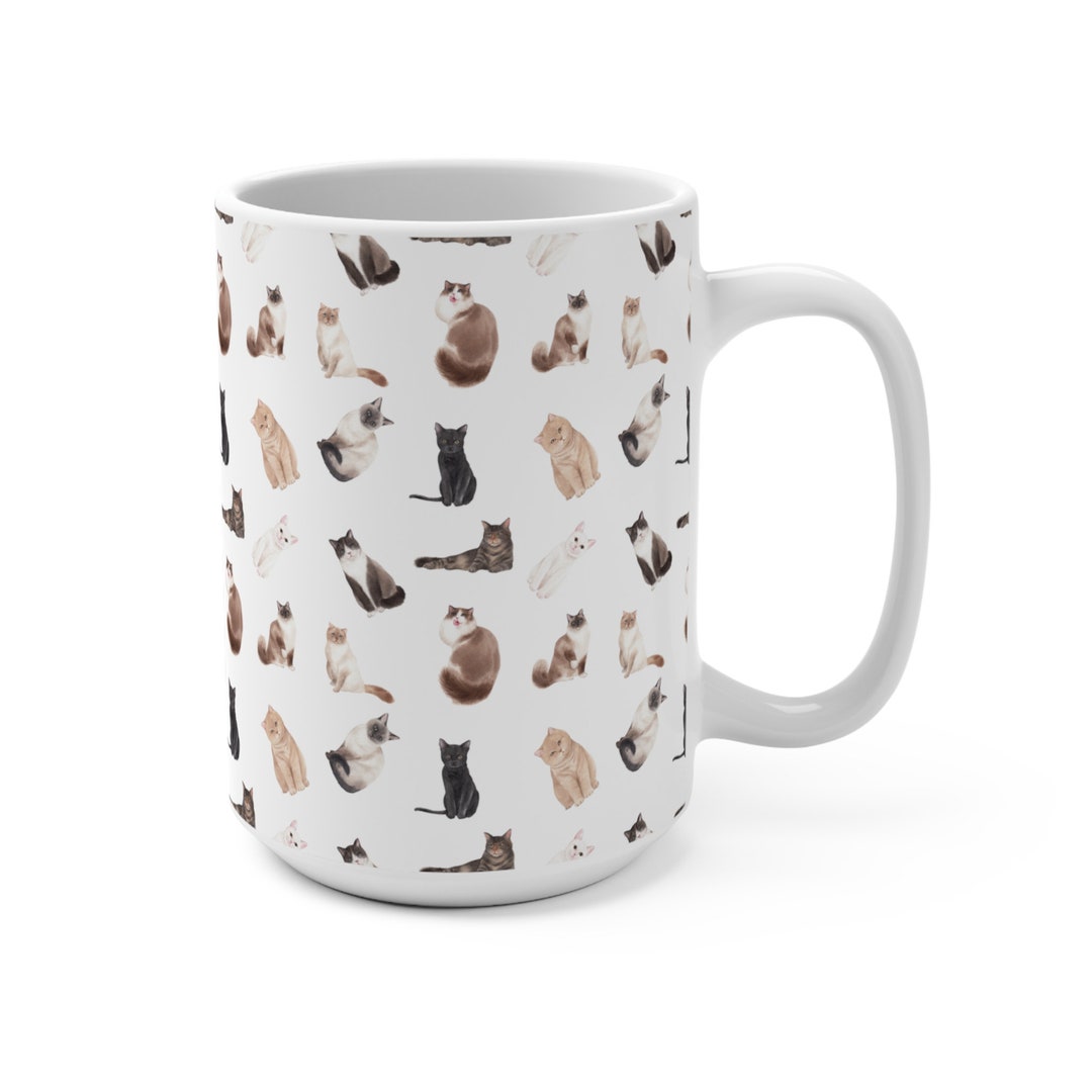 Mug Cute Cat Coffee Mug 15oz, Cute Cat Coffee Cup, Cute Cat Tea Cup ...