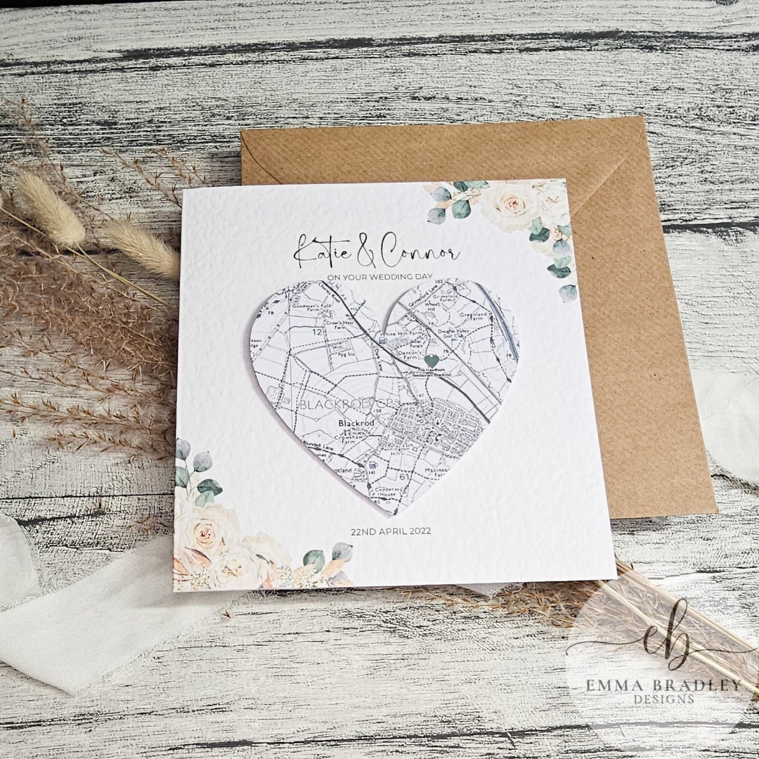 Personalised Location Map of Anywhere With Date Couple Wedding ...