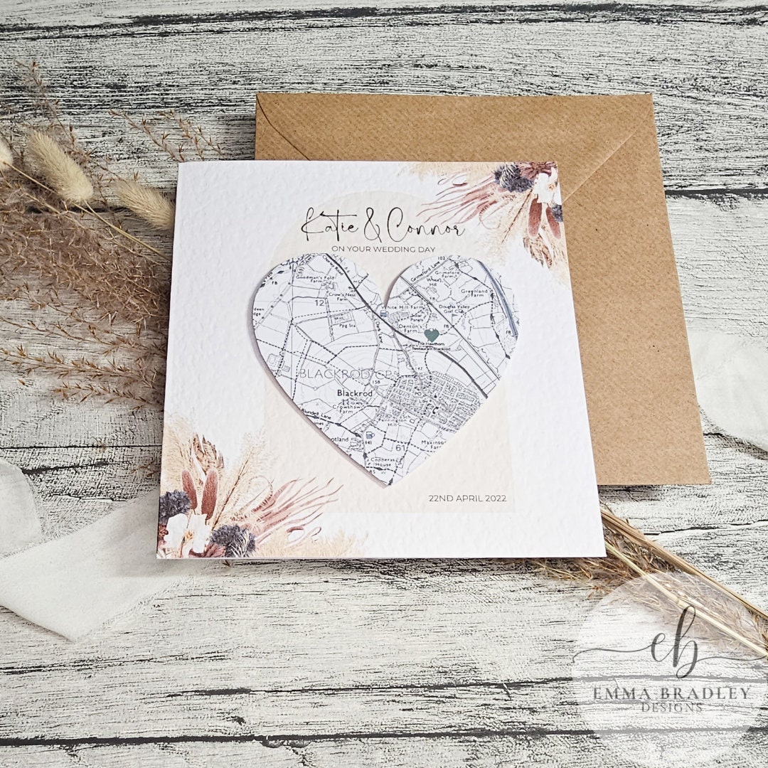 Personalised Location Map of Anywhere With Date Couple Wedding ...
