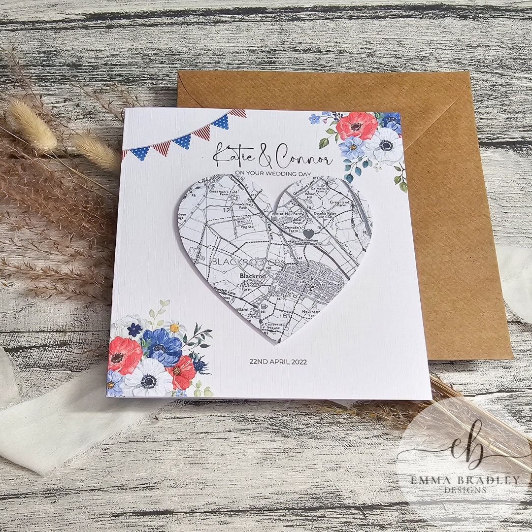 Personalised Location Map of Anywhere With Date Couple Wedding ...