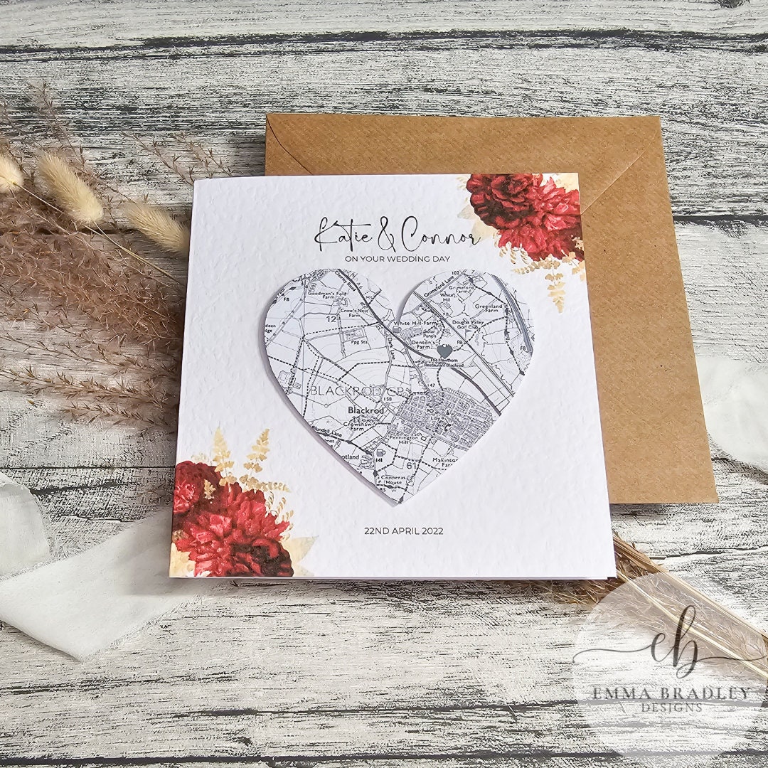 Personalised Location Map of Anywhere With Date Couple Wedding ...
