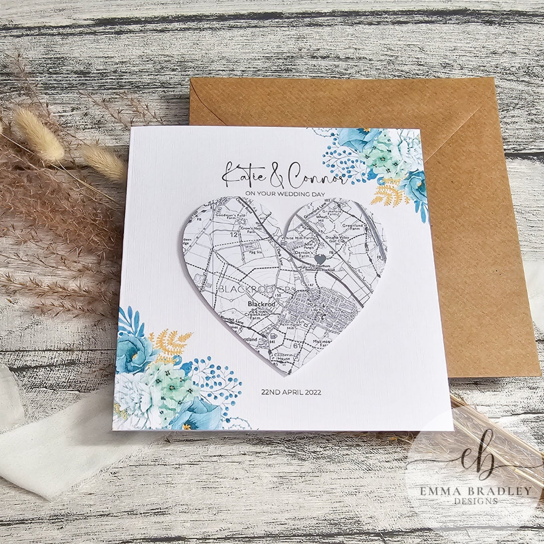 Personalised Location Map of Anywhere With Date Couple Wedding ...