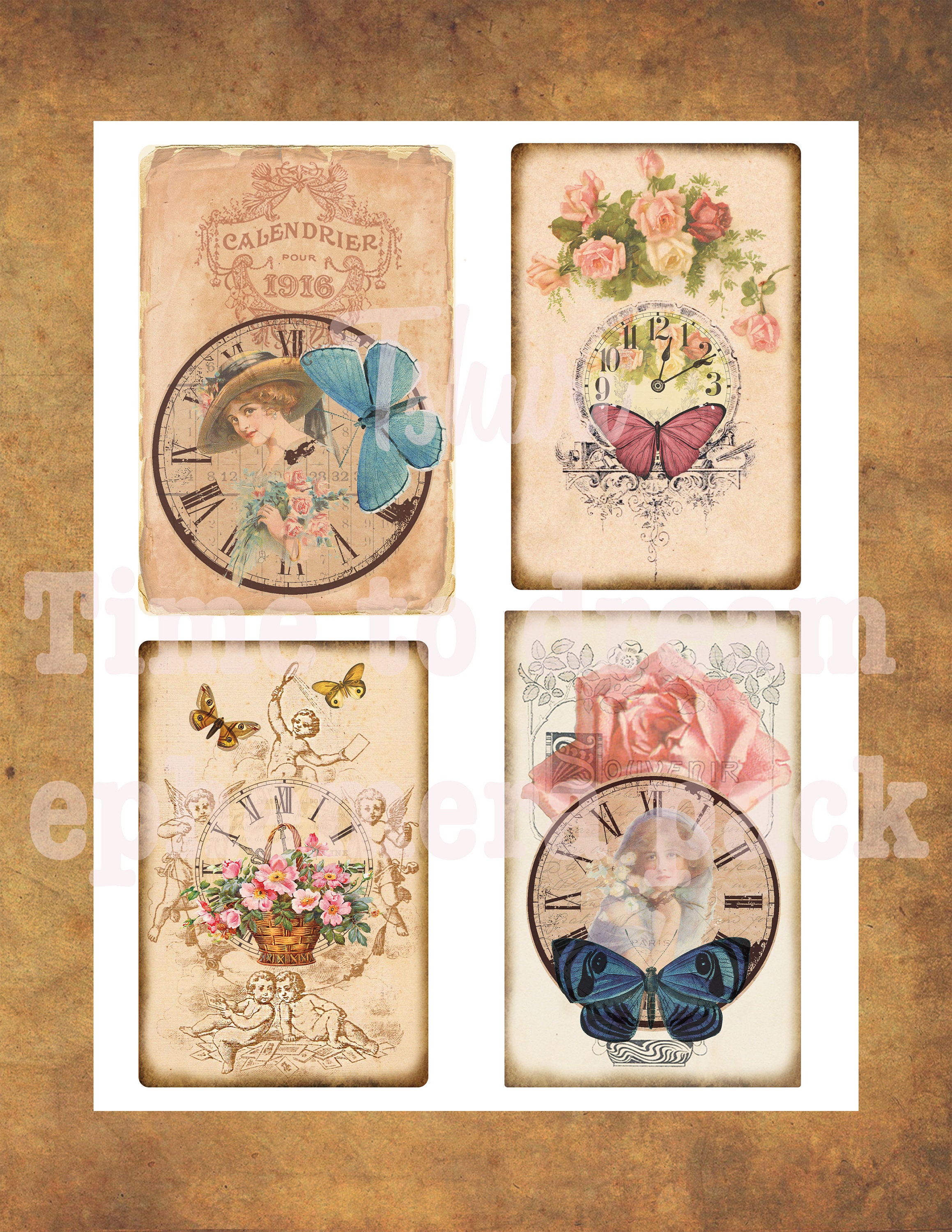 Time to Dream Printable Ephemera Pack, Junk Journal Supplies, Shabby ...