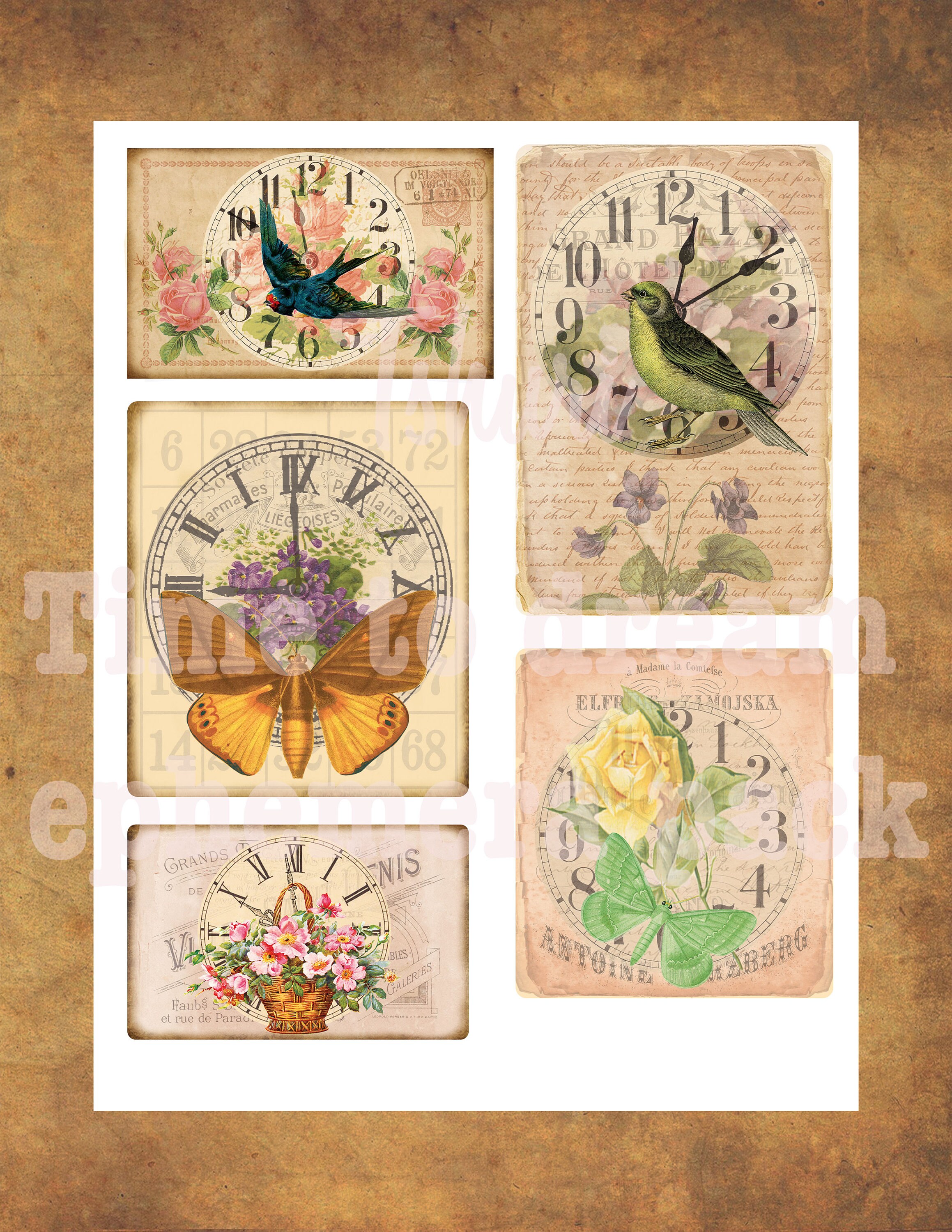 Time to Dream Printable Ephemera Pack, Junk Journal Supplies, Shabby ...