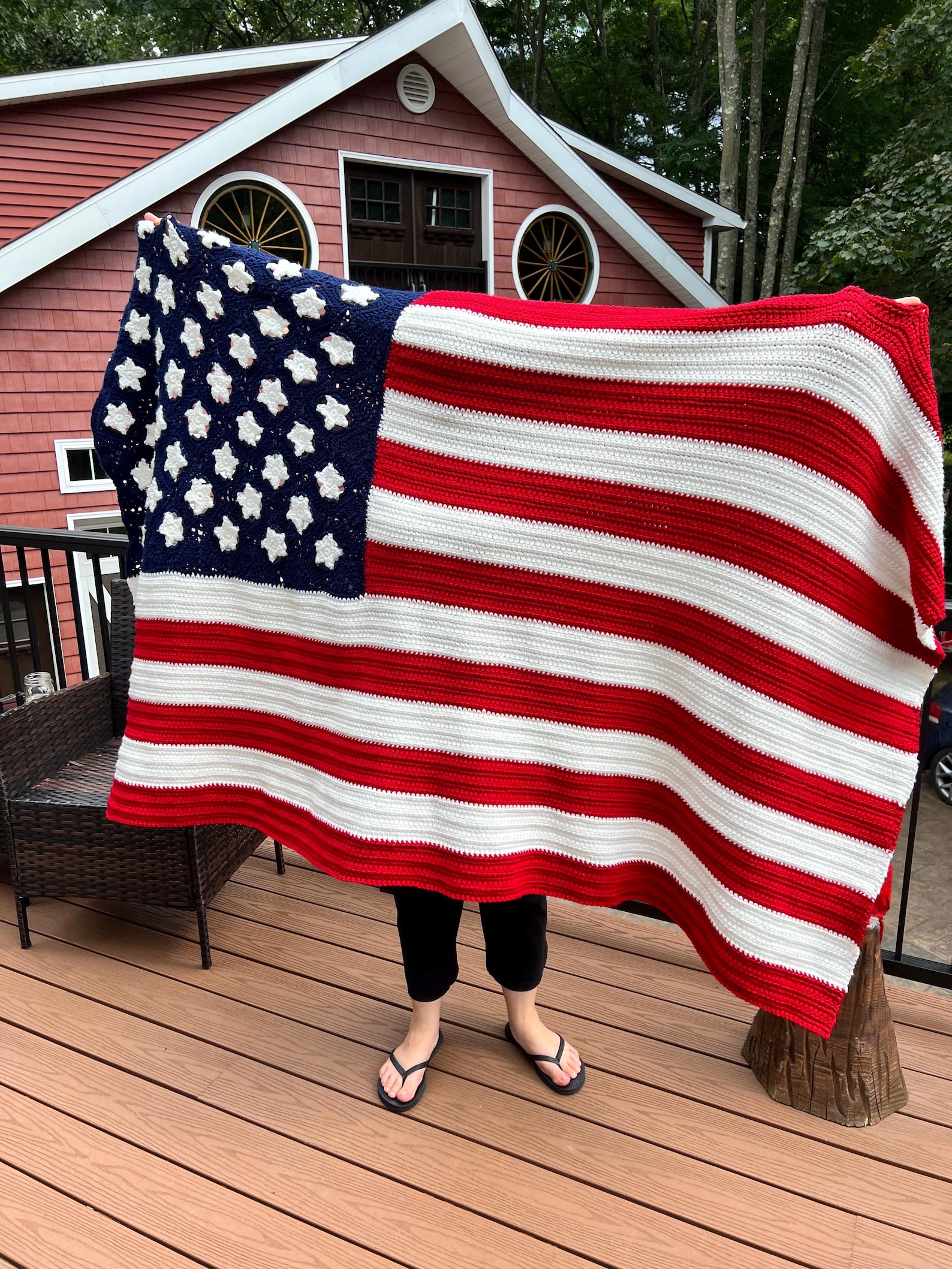 USA Handmade Crocheted Flag Blanket 73x 50 Large Patriotic - Etsy